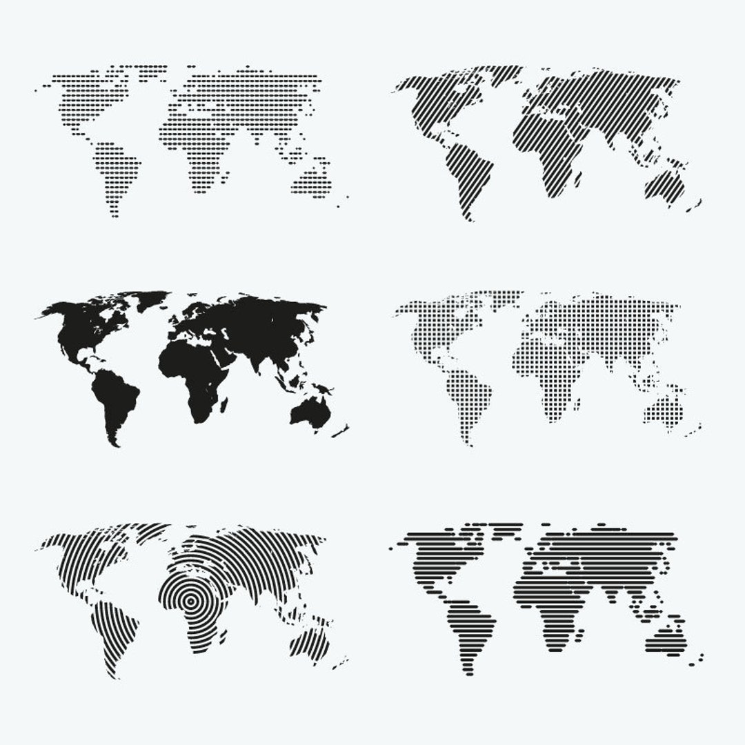 6 World Maps Svg Stylized - Etsy