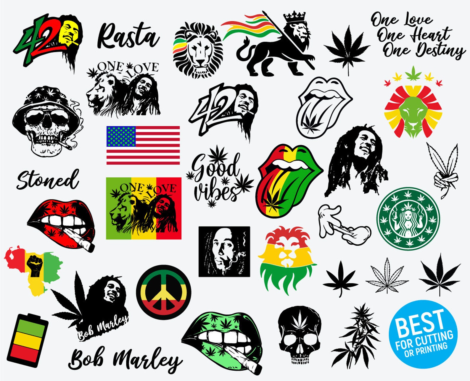 One Love SVG Good Vibes Svg Weed Marijuana Svg Bundle Cannabis - Etsy