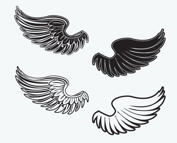Wings SVG Angel Wings Heaven Flying Feather Wings Cut File Memorial Svg ...