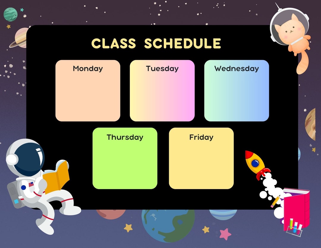 Space Week School Schedule PDF School Scheduler PDF Weekly Kids ...