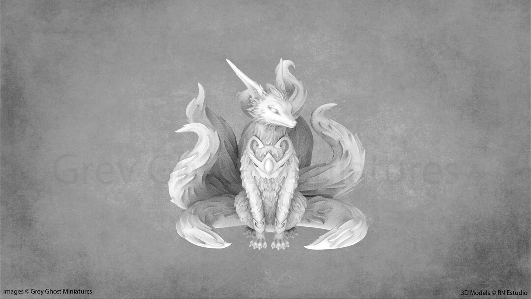 Kitsune Miniature | Multi-tailed Fox | 32mm Miniature | RN Estudio - Etsy