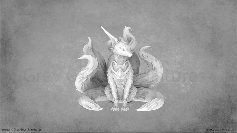 Kitsune Miniature | Multi-tailed Fox | 32mm Miniature | RN Estudio - Etsy