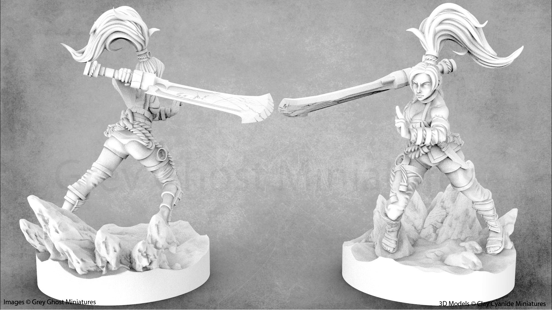 Female Shinobi Miniature | Ninja Fighter | Clay Cyanide - Etsy