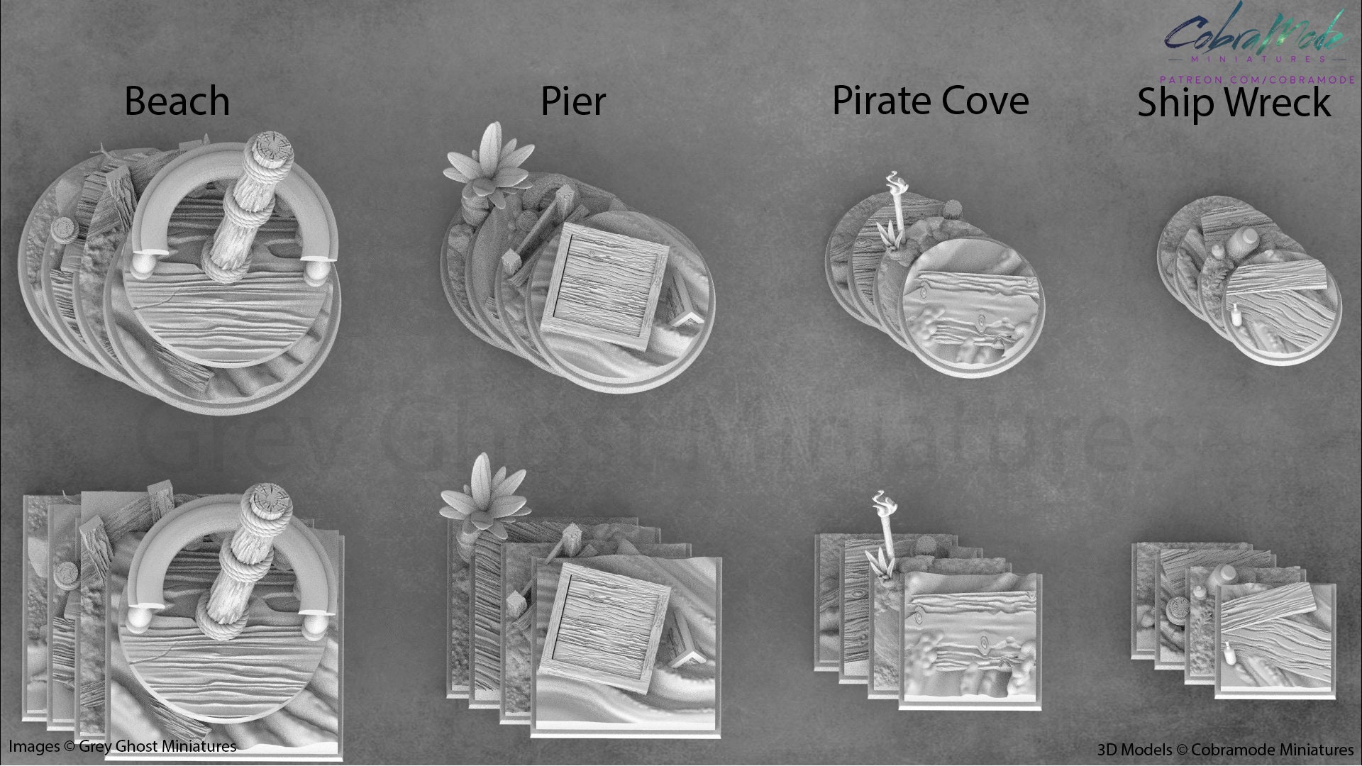 Pirate & Beach Themed Miniature Bases Beach Pier Pirate - Etsy