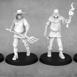 Resin Medieval Villagers Miniature Set | 28mm/32mm Townsfolk, Grimoire ...