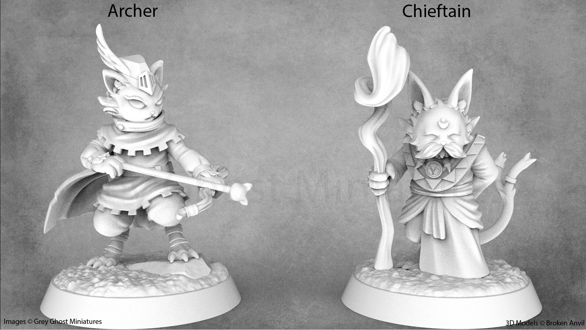 Set of Catfolks Archer Chieftain Curiomancer Commoner | Etsy