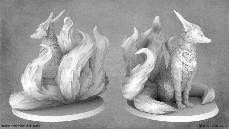 Kitsune Miniature Multi-tailed Fox 32mm Miniature RN - Etsy