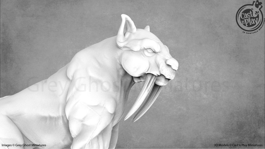 Sabretooth Cat Miniatures | D&D Monster Miniature | Cast N Play3 - Etsy