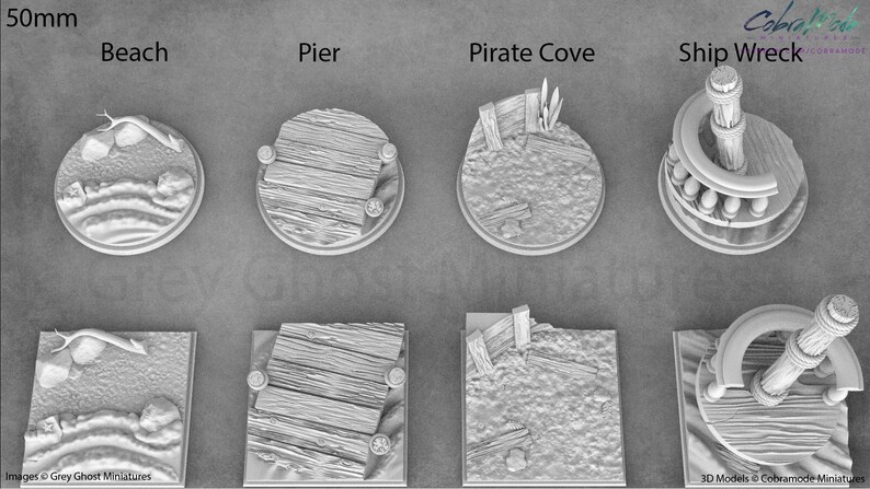 Pirate & Beach Themed Miniature Bases - Cobramode - Etsy