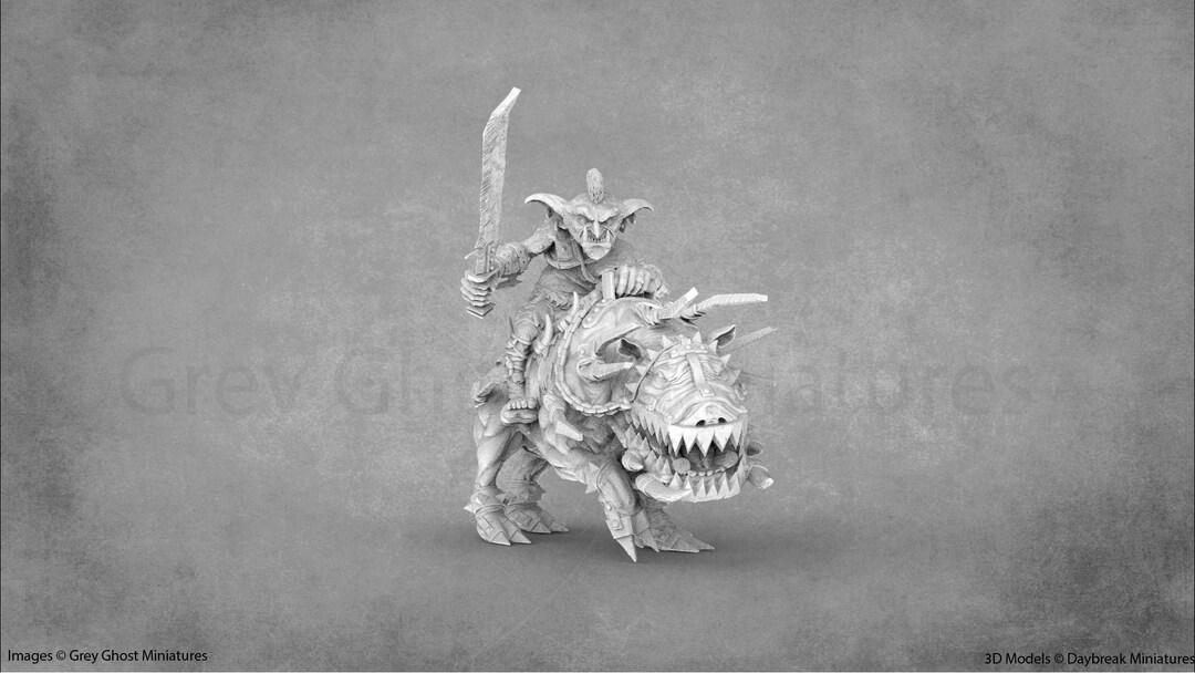 Mounted Goblin Pig Rider Miniature: Daybreak Miniatures, 32mm Scale - Etsy