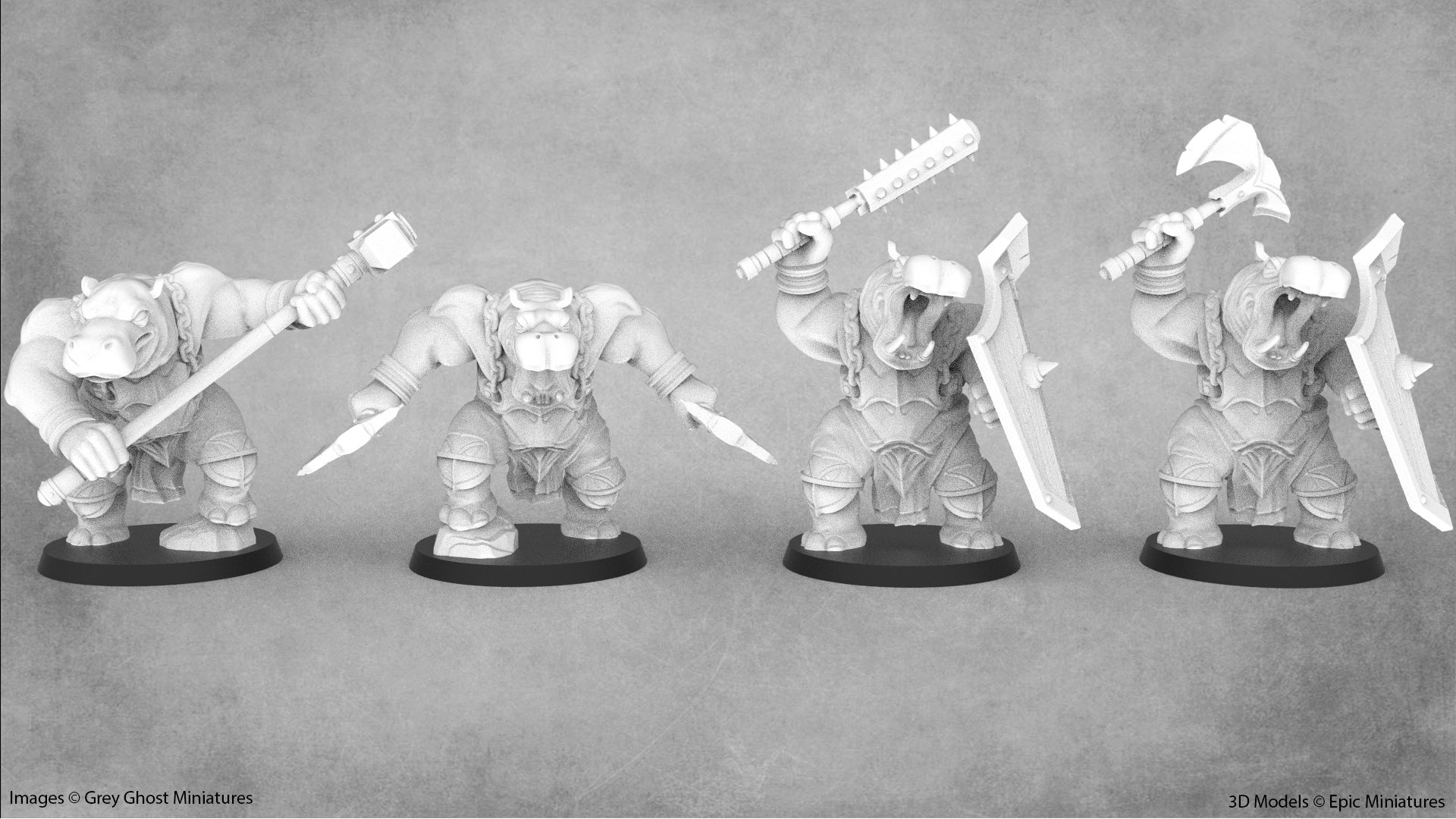 Set of Giff Hippofolk Miniatures D&D Hippofolk Epic - Etsy