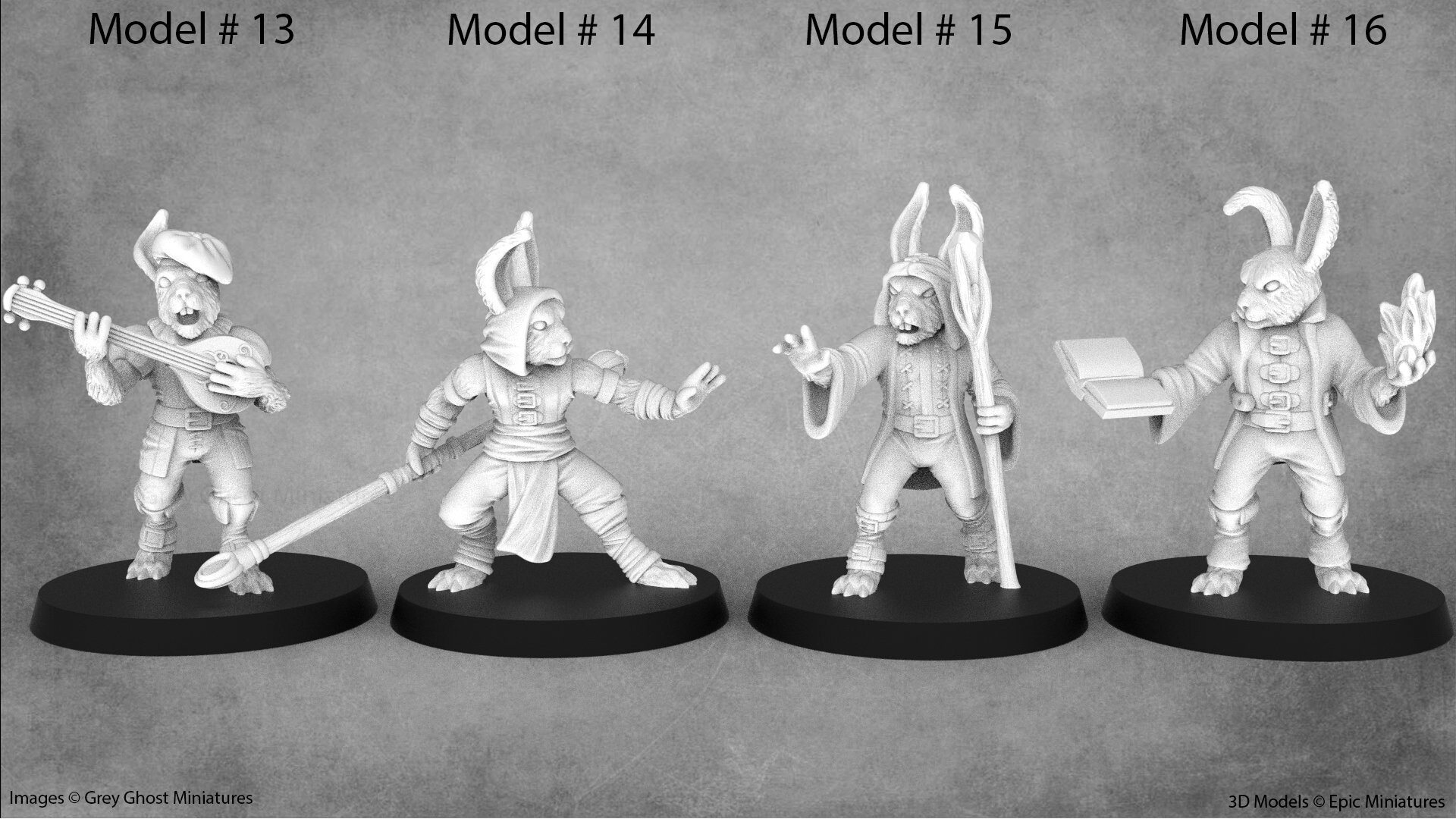 Rabbitfolk Miniatures Archer Druid Wizard Paladin | Etsy
