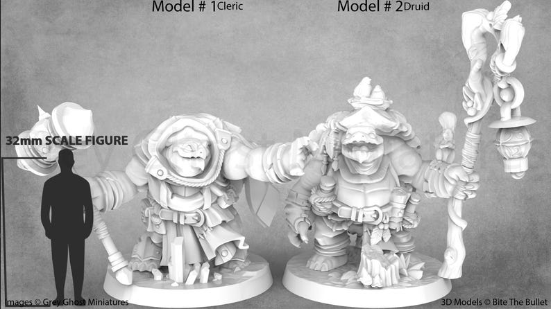 Tortle Miniature Set: Resin Cleric, Monk, Druid - D&D Tabletop RPG - Etsy