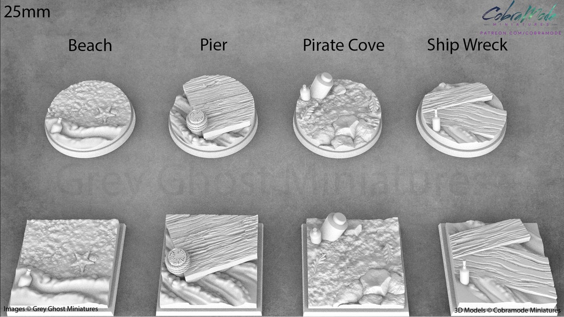 Pirate & Beach Themed Miniature Bases - Cobramode - Etsy