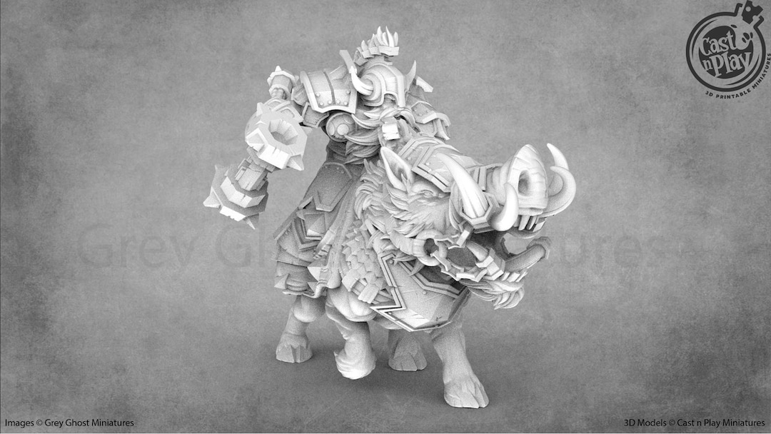 Hakgrot, Dwarven Beastmaster | Dwarf Miniature | Boar Rider Miniature ...
