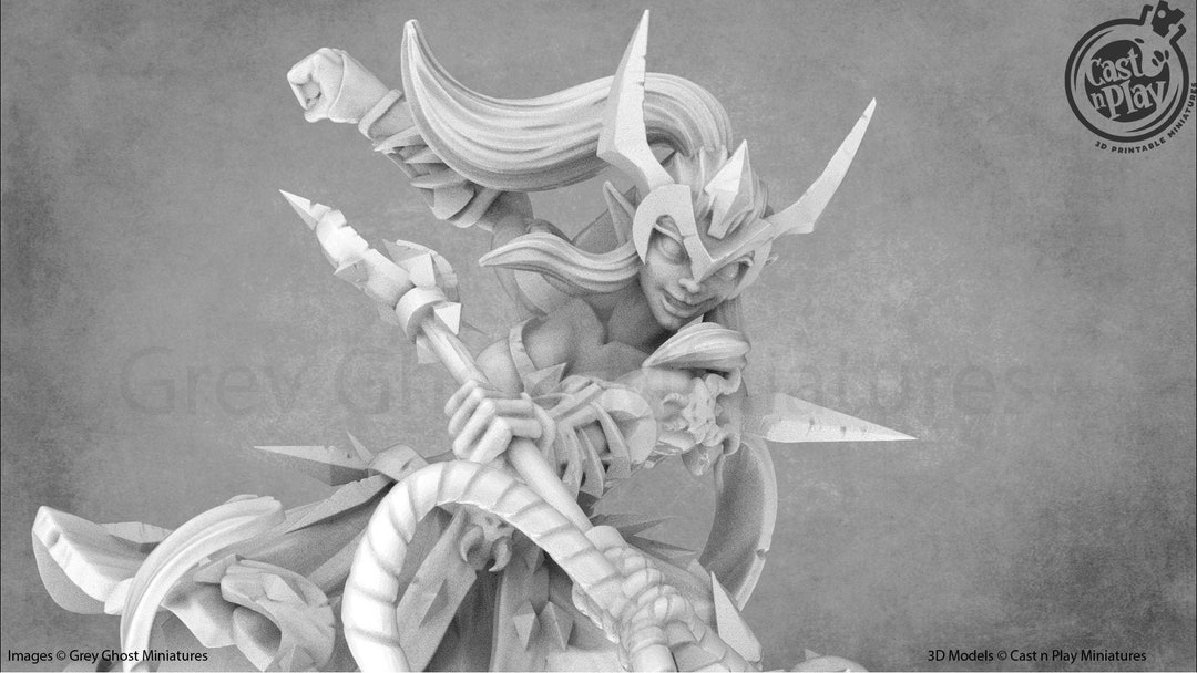 Tarlyn Myath Dark Elf Miniature, Painbringer With Flail & Glaive - Etsy