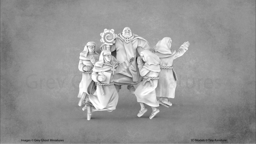 Ruined Abbey Miniatures | Dead Priest & Nuns, Resin 3D Printed - Etsy