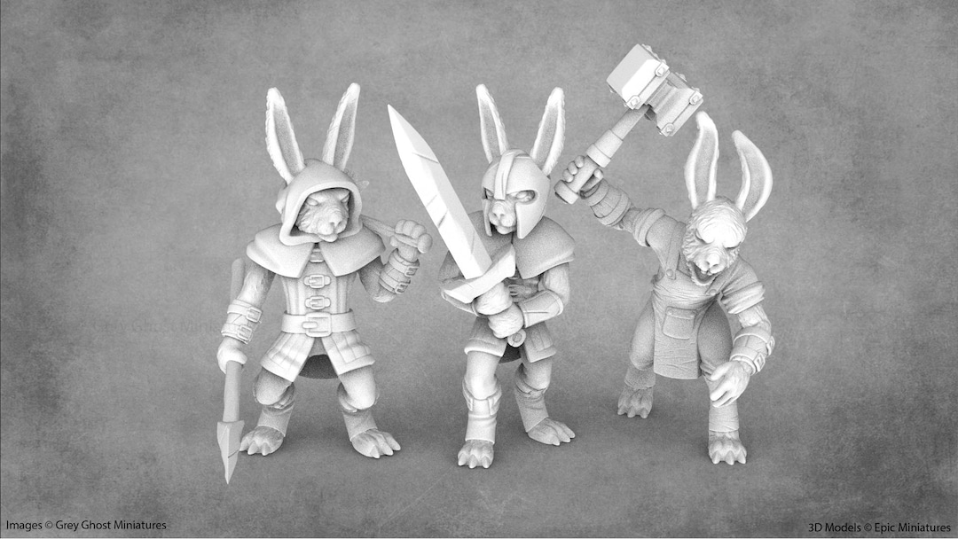 Rabbitfolk Miniatures | Archer | Druid | Wizard | Paladin | Epic ...