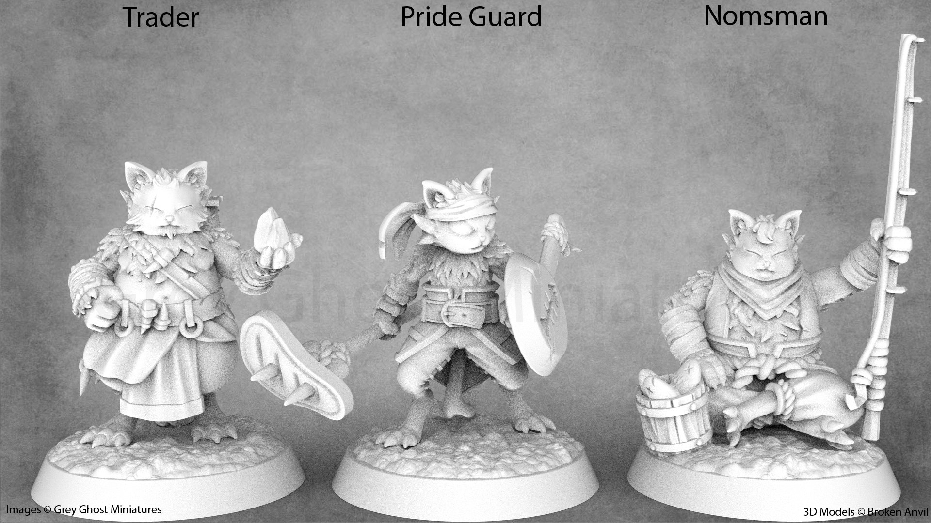 Set of Catfolks Archer Chieftain Curiomancer Commoner | Etsy