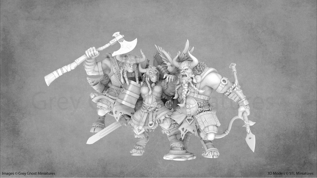 Three Gorgeous Viking Minotaur Miniatures | Minotaur Miniatures | STL ...