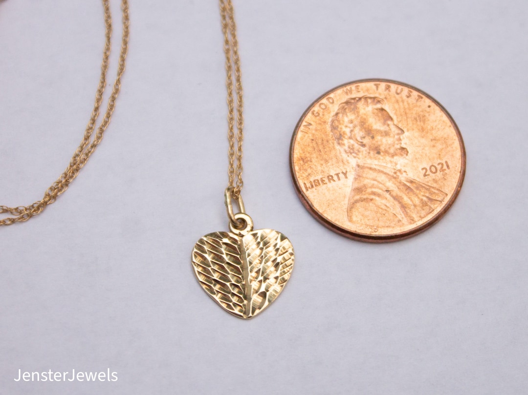 Vintage 14K Yellow Gold Reversible Heart Pendant on Dainty Chain 18" - Etsy
