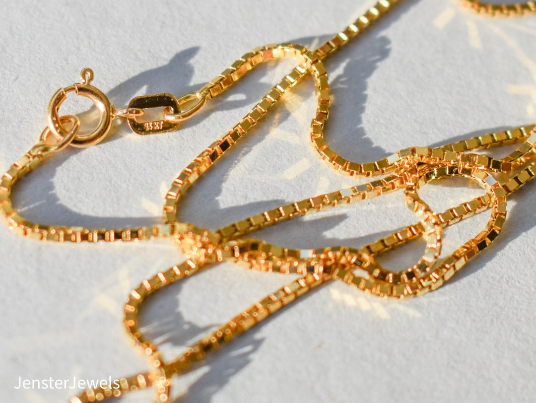 Vintage 14k Yellow Gold Box Link Chain Necklace 20" - Etsy