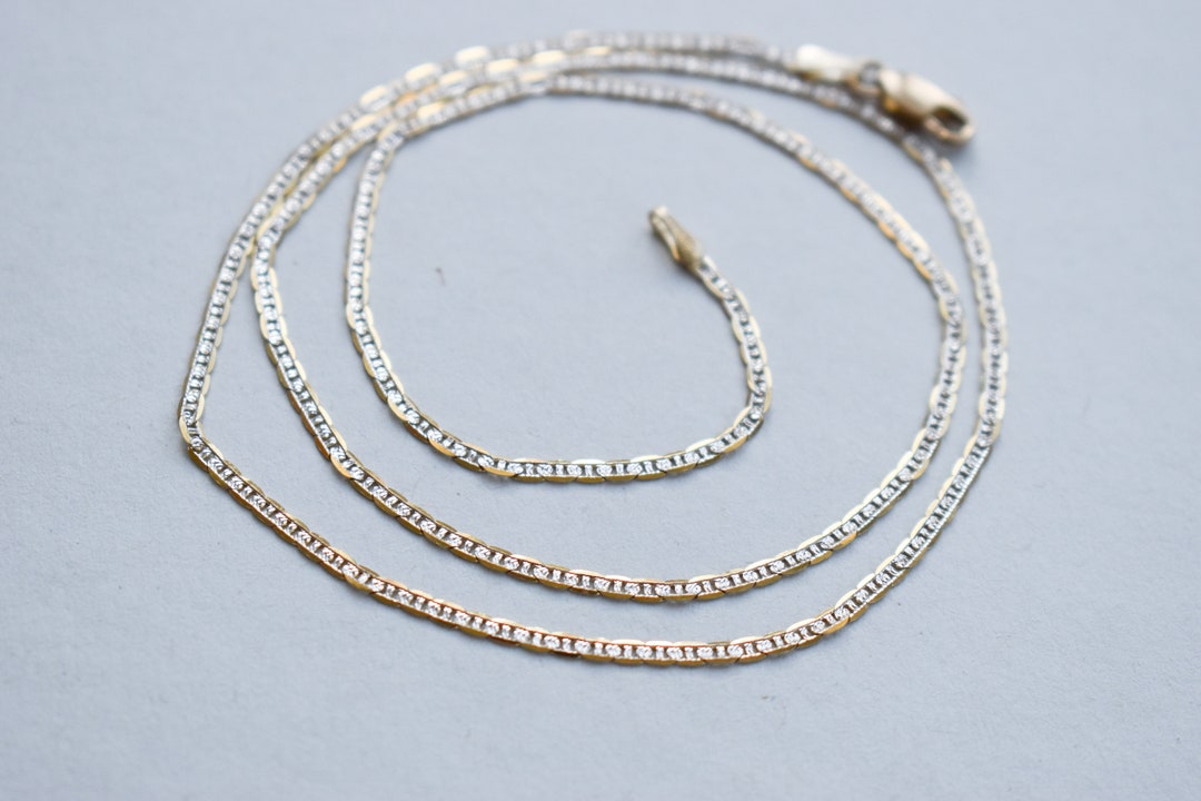 Vintage 10k Two-tone Gold Pave Mariner Link Chain Necklace 5 Available ...