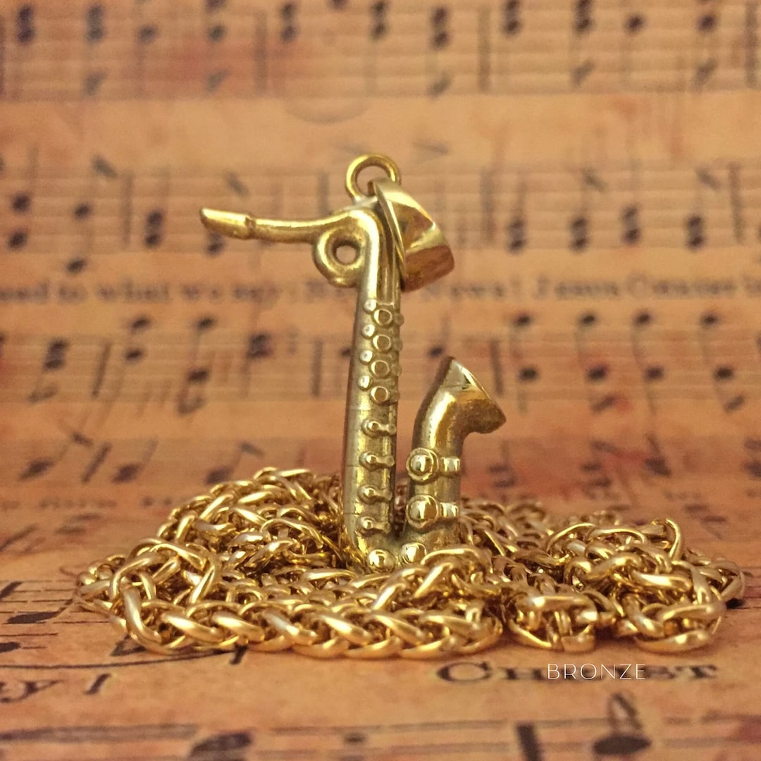 Handmade Saxophone Necklace: Sterling Silver, Gold, Bronze, Musician ...