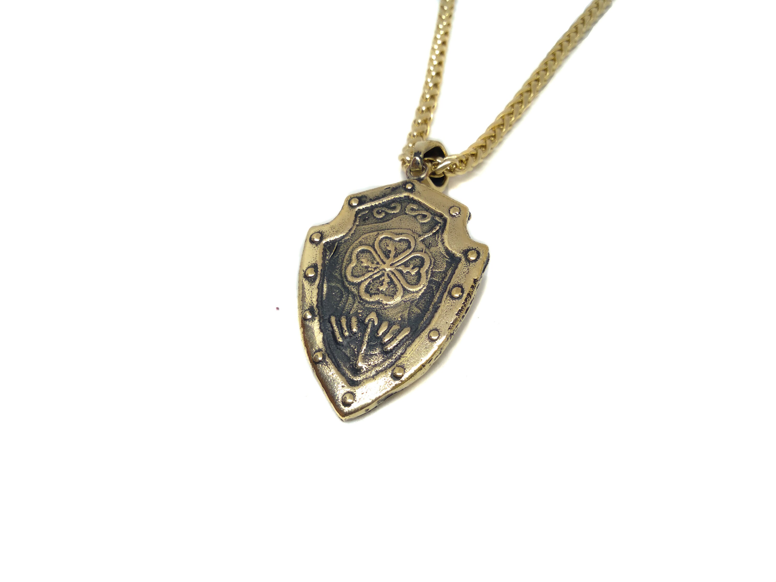 4 Leaf Clover Shield in Oxidised Bronze Shield Jewelry - Etsy UK