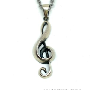 Treble Clef Necklace, Bronze Necklace, Sterling Silver Necklace, 24k ...