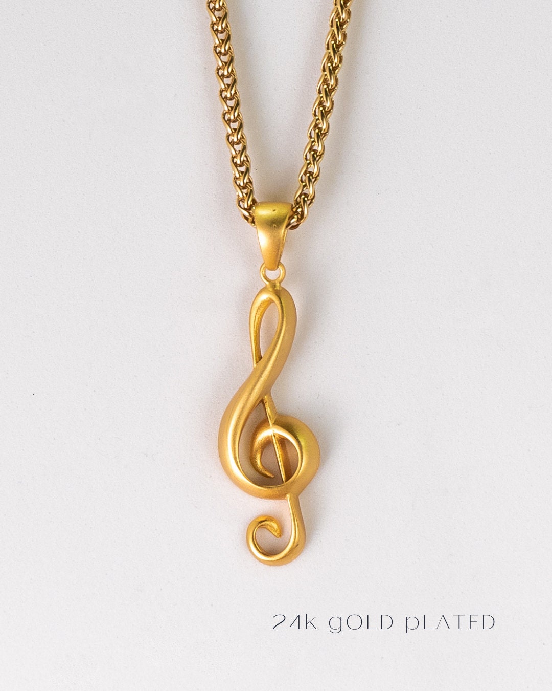 Treble Clef Necklace, Bronze Necklace, Sterling Silver Necklace, 24k ...