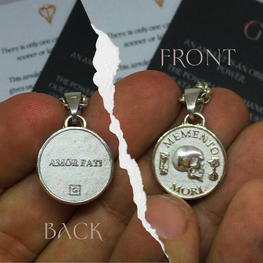 Memento Mori and Amor Fati Necklace, Stoic Symbol. Handmade, Sterling ...