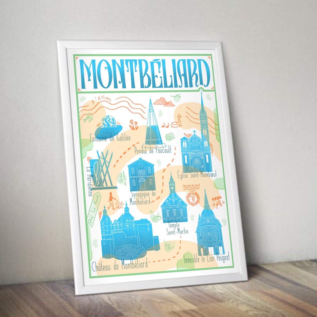 Montbéliard City Illustrated Poster - Etsy