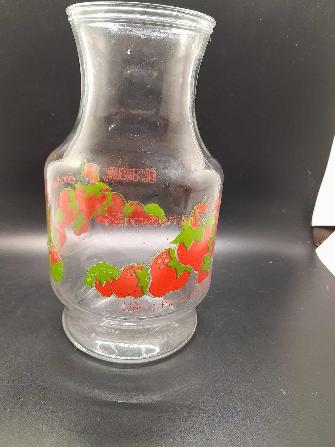Vintage 1980 Strawberry Shortcake Anchor Hocking Glass Pitcher American ...