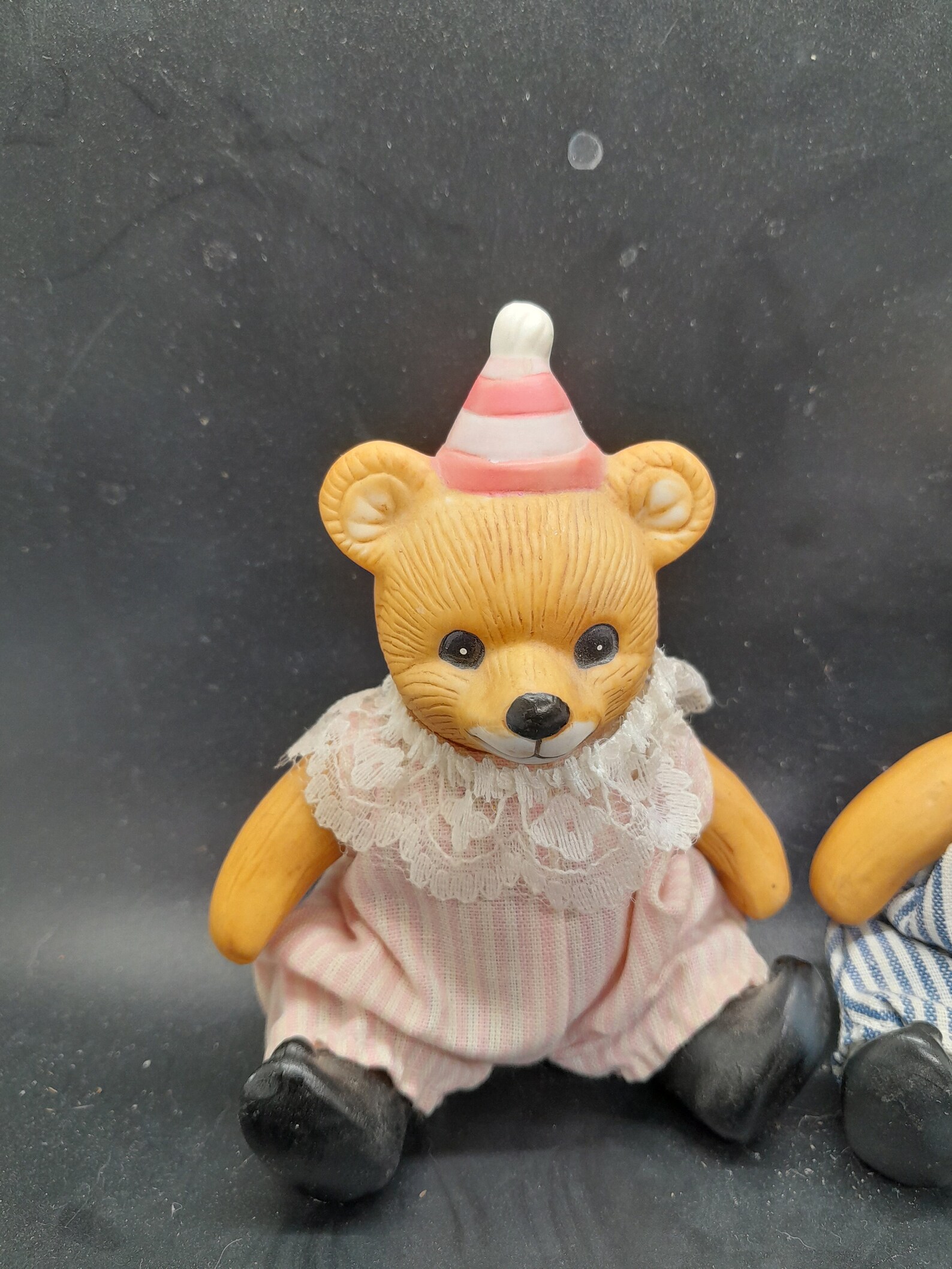 Set of 2 Vintage Ceramic HOMCO Teddy Bears Jointed Figurines With Party ...