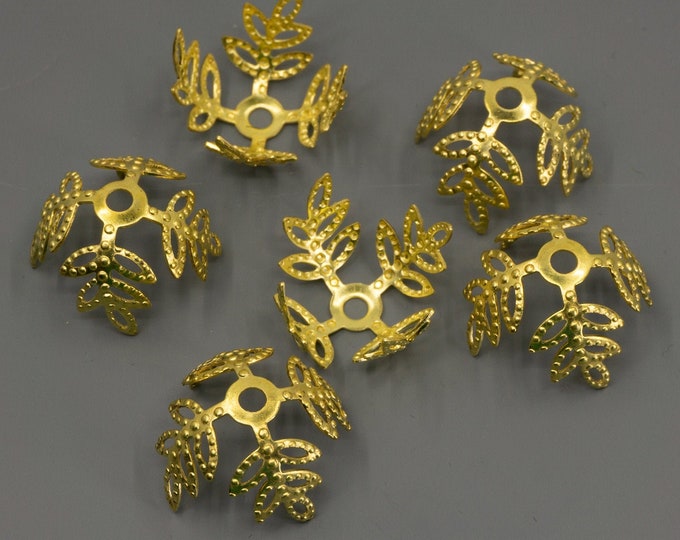 FILIGREE Bead Caps, Brass Bead Cap With Loop Fancy Bead Caps, Brass ...