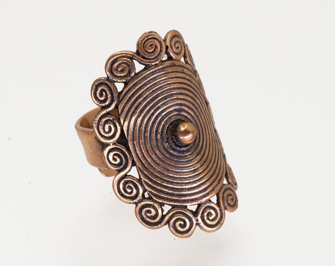 COPPER Ring, SCROLL BORDER Hammered Ring, Copper Statement Ring, Copper ...