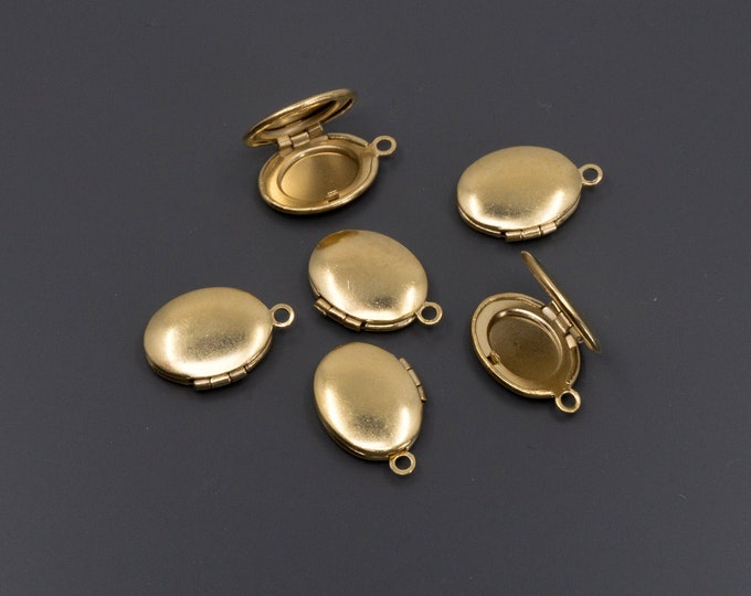 PLATED Brass Lockets - 6 Pieces, Locket Blanks, Mini Lockets, Jewelry ...
