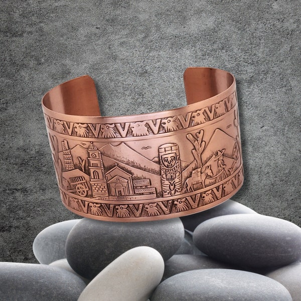 Etched Copper Cuff - Etsy