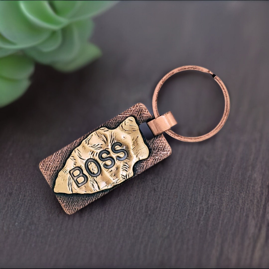 Solid Copper and Brass Key Ring, Copper Keychain, Rustic Engraved ...