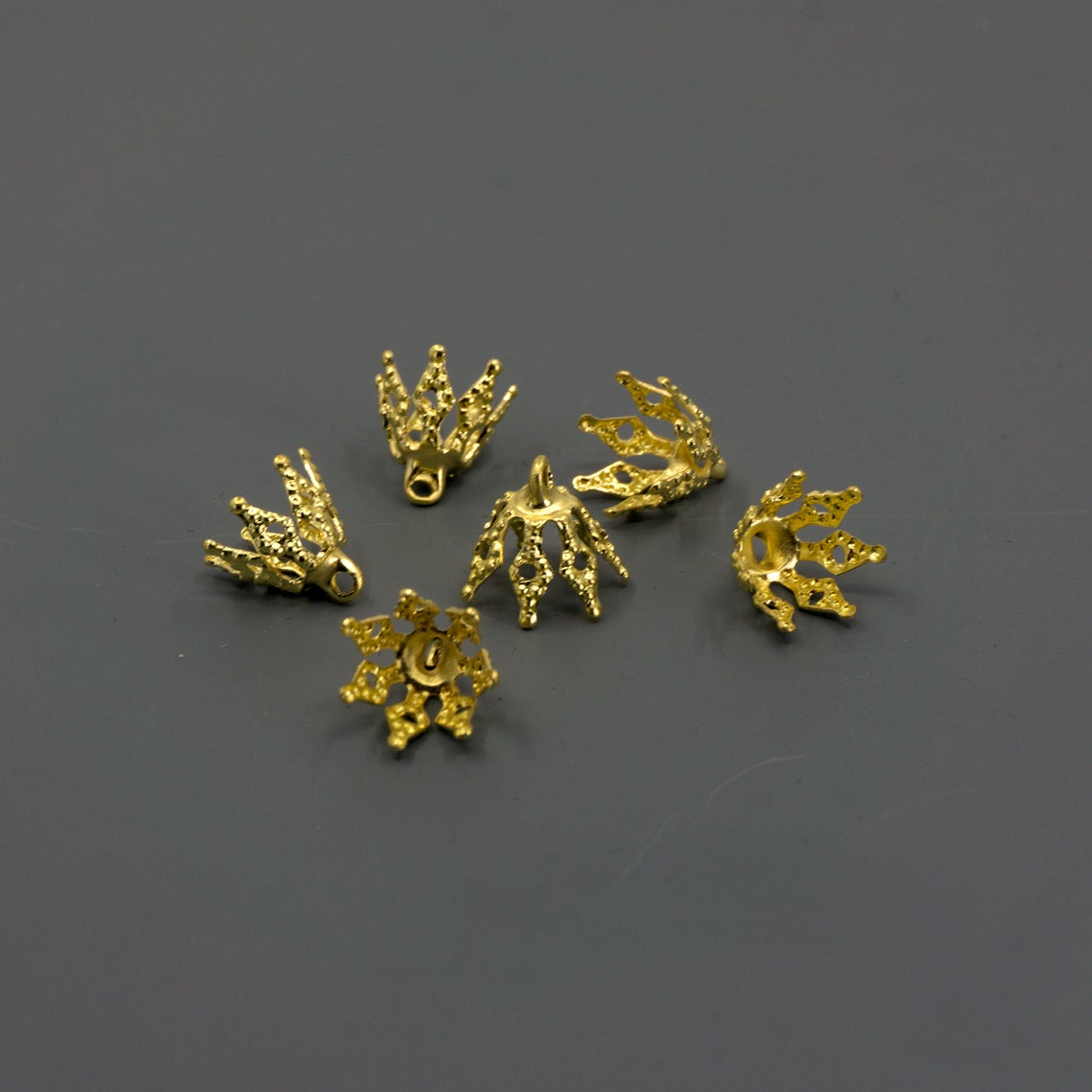 FILIGREE Bead Caps Brass Bead Cap With Loop Fancy Bead Caps - Etsy
