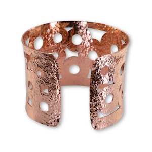 Solid COPPER Wide Cutout Copper Statement Cuff Bracelet, Pleated Cutout ...