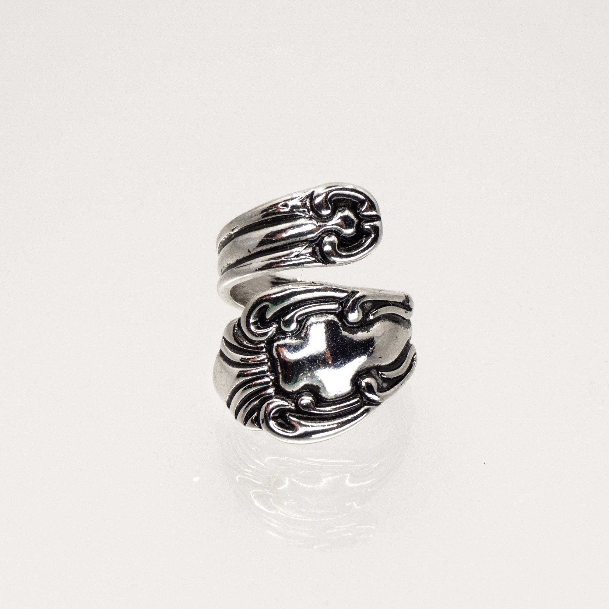 Silver Spoon Ring Floral Spoon Ring Thumb Ring Retro Ring - Etsy