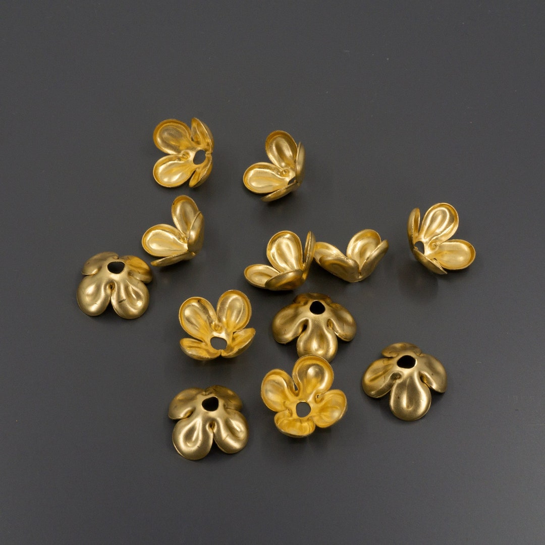 Brass Petal Bead Caps: 14mm Fancy Bead Findings - Etsy