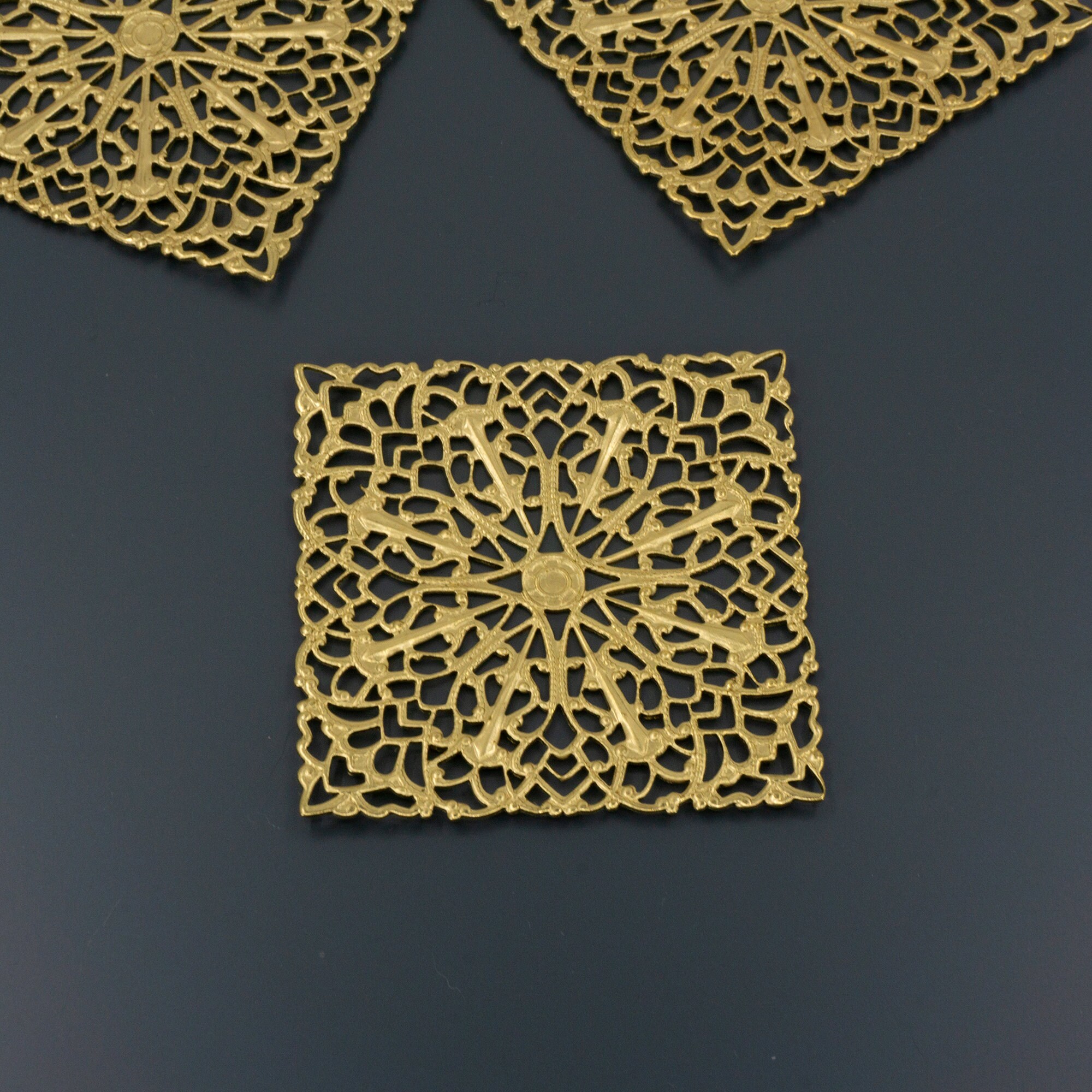 Filigree Brass Squares Gold Brass Squares Filigree Stamping - Etsy