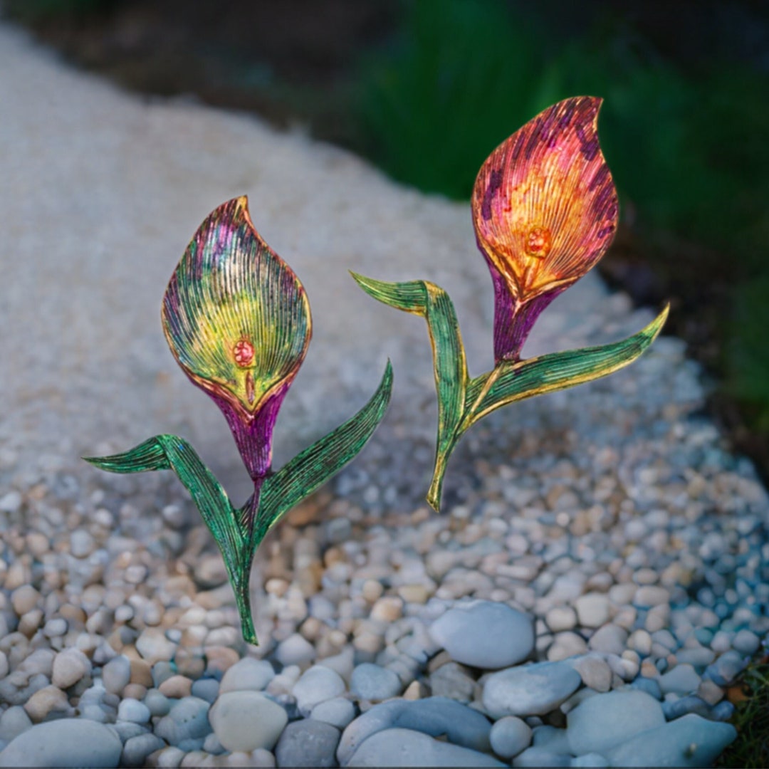 Hand Painted Brass Cala Lilly, Painted Brass Flower, Hand Painted Lilly ...