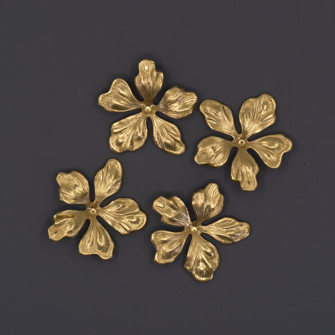 Brass Flower Ridged Brass Flower Brass Stampings Brass - Etsy
