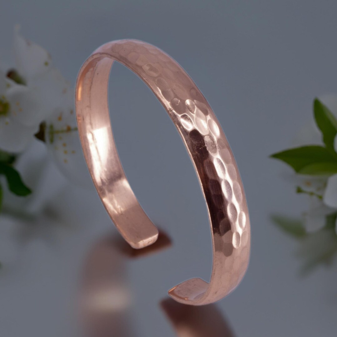 Heavy Solid Copper Bracelet With Hammered Finish, Great for Therapy ...