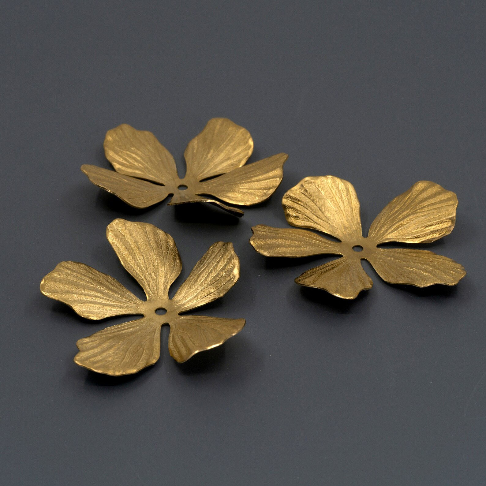 Large Brass Rivet Flowers Ribbed Brass Flower Brass - Etsy