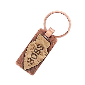 Solid Copper and Brass Key Ring, Copper Keychain, Rustic Engraved ...